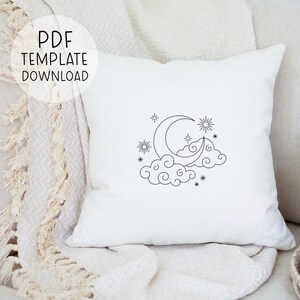 Clouds and Moon Embroidery Pattern Download, Celestial Embroidery, Moon ...