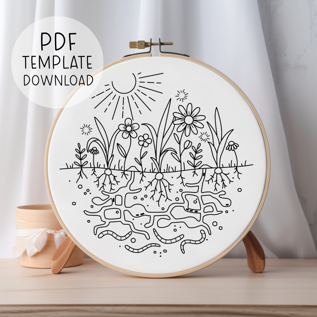 Underground Embroidery Pattern PDF, Soil Cross Section Embroidery ...