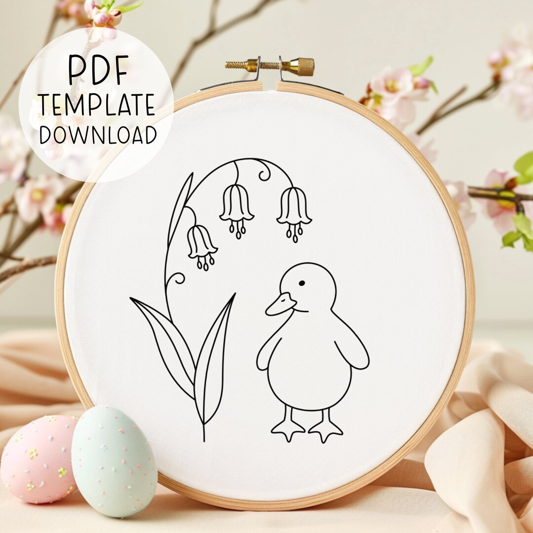 Duckling Embroidery Pattern Download, Easter Duck Embroidery Design ...