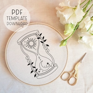 Sun and Moon Hourglass Embroidery Pattern Download, Celestial ...