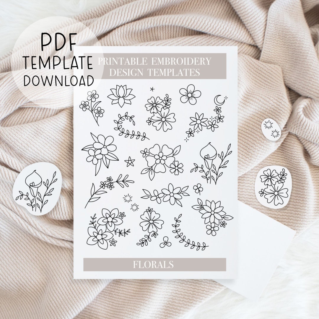 Printable Floral Embroidery Patterns Sheet, Floral Hand Embroidery ...
