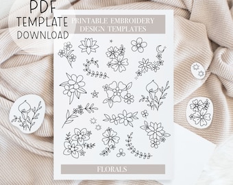 Printable Floral Embroidery Patterns Sheet, Floral Hand Embroidery ...
