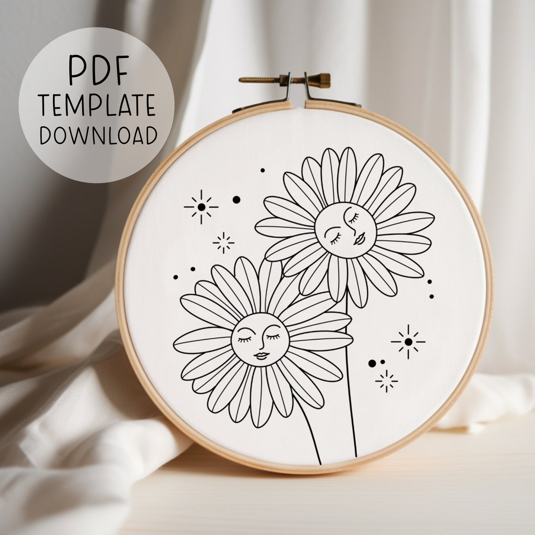 Flower Ladies Embroidery Pattern PDF, Quirky Embroidery Design Template ...