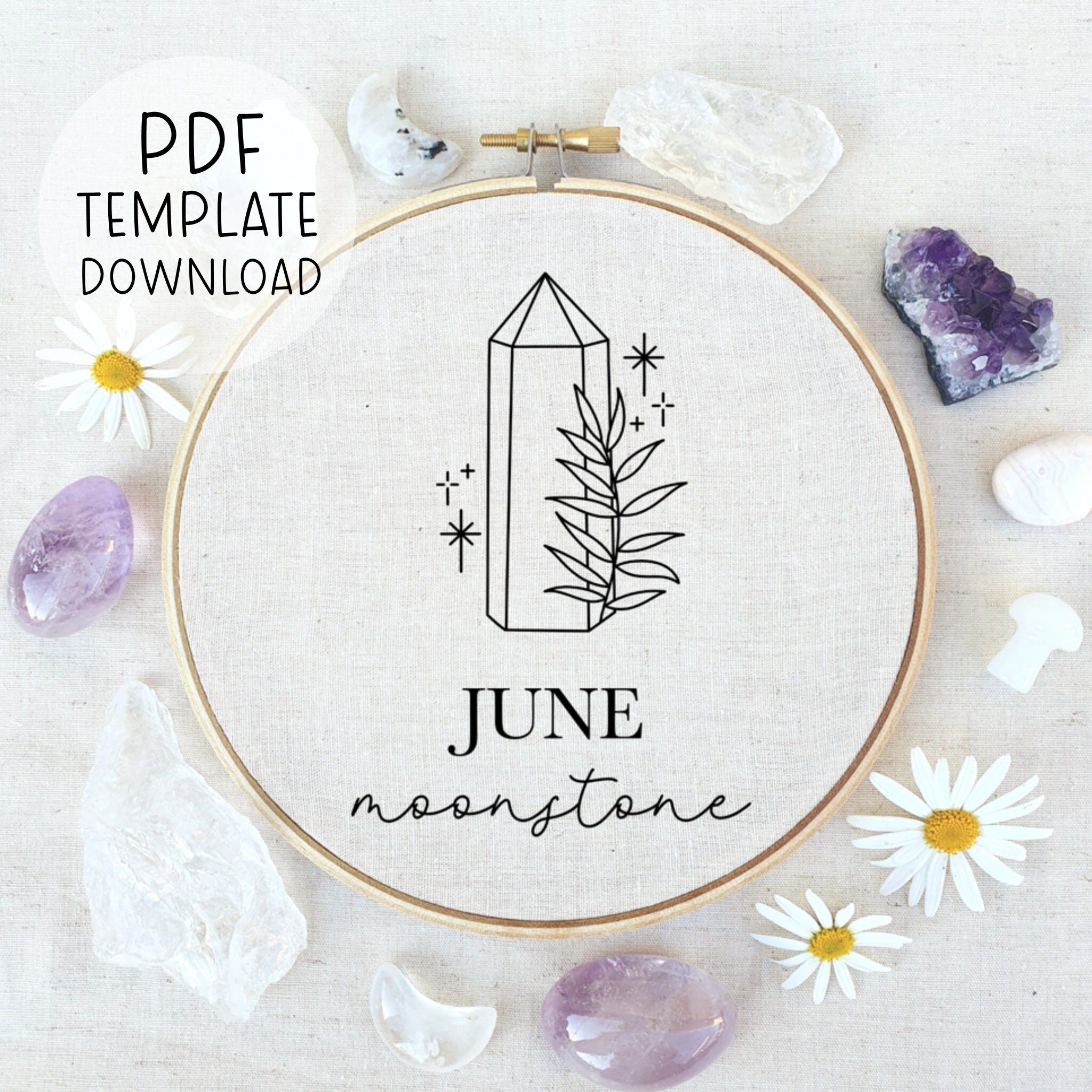June Birth Stone Embroidery Pattern June Embroidery - Etsy