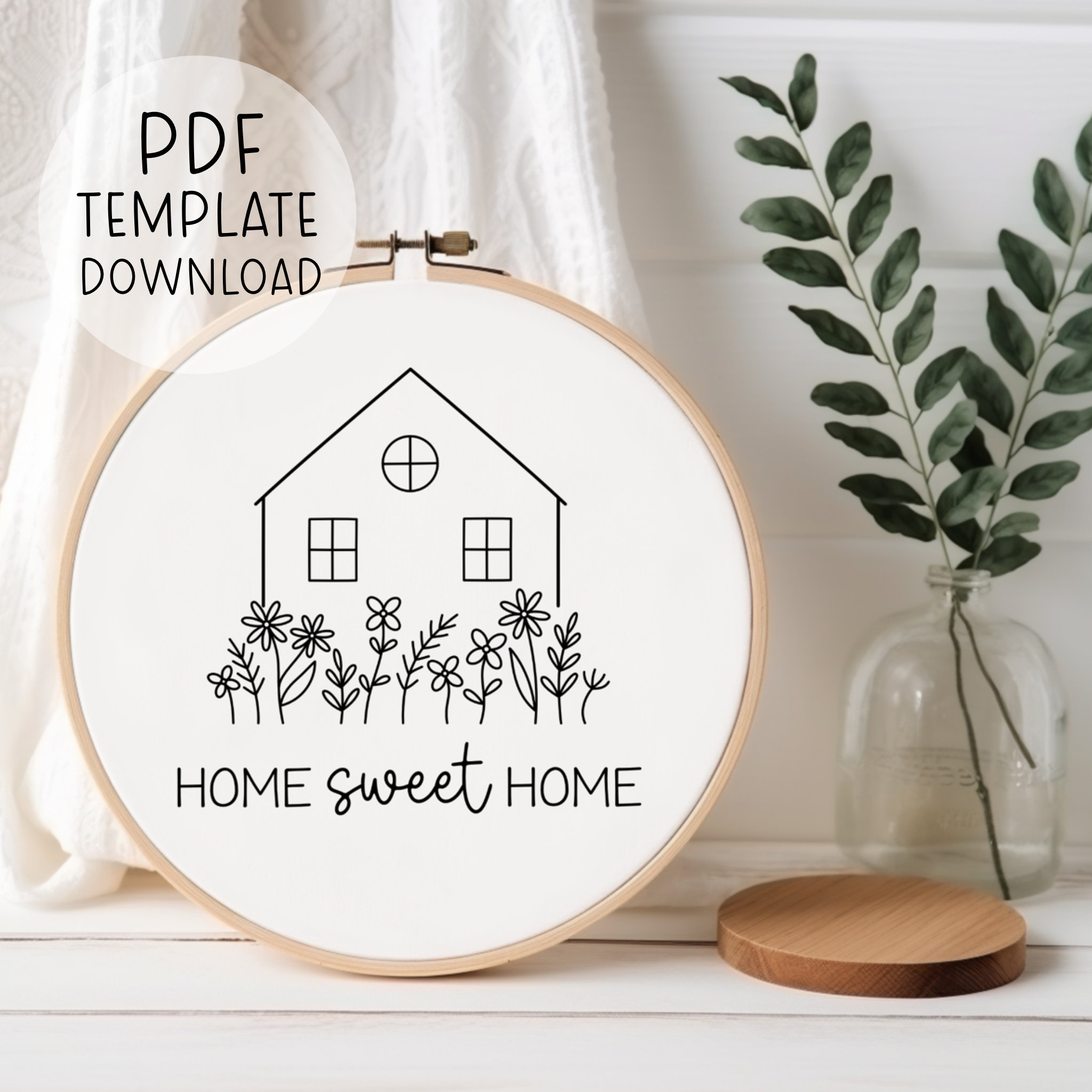 Home Sweet Home Embroidery Pattern Template, New Home Gift, New House ...