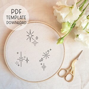 Printable Sparkles Embroidery Patterns Sheet, Stars Embroidery ...
