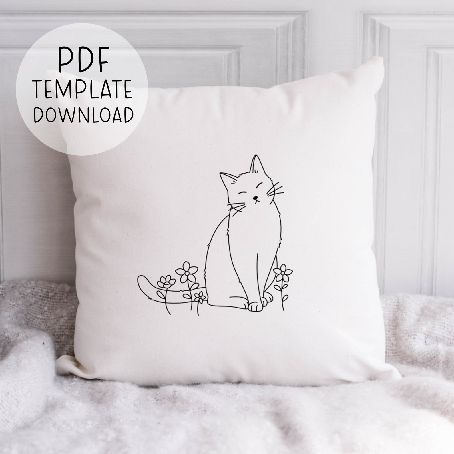 Simple Cat Embroidery Pattern, Easy Cat Embroidery Pattern PDF, Cute ...