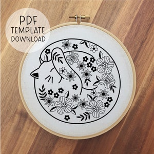 6 Floral Cats BUNDLE Embroidery Pattern Templates - INSTANT DOWNLOAD ...