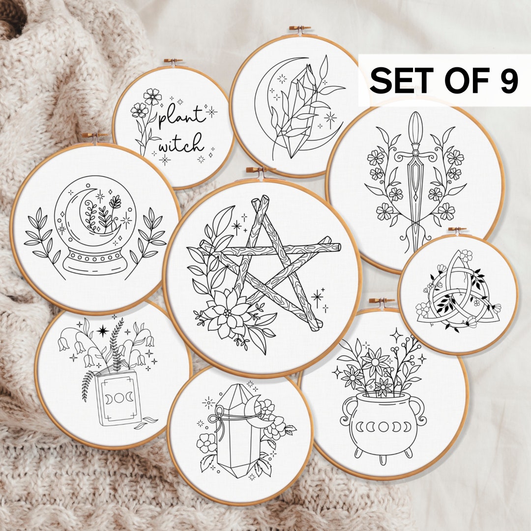 Witchy Embroidery Pattern BUNDLE! Wicca Hand Embroidery Patterns ...