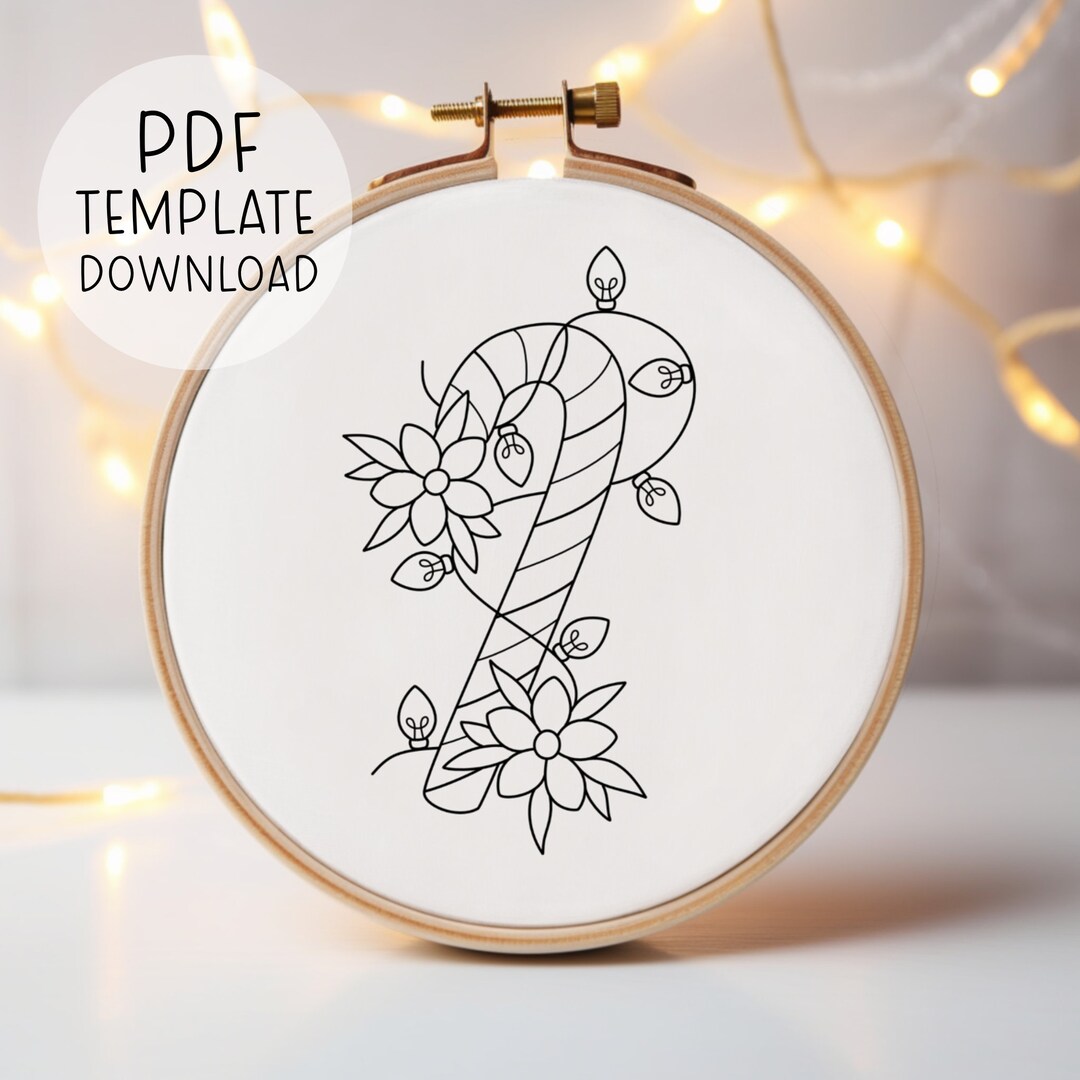 Candy Cane Embroidery Pattern Download, Christmas Embroidery Design PDF ...