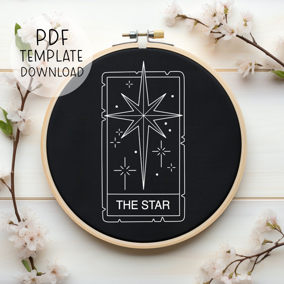 The Star Tarot Card Embroidery Pattern Download, Mystic Embroidery ...