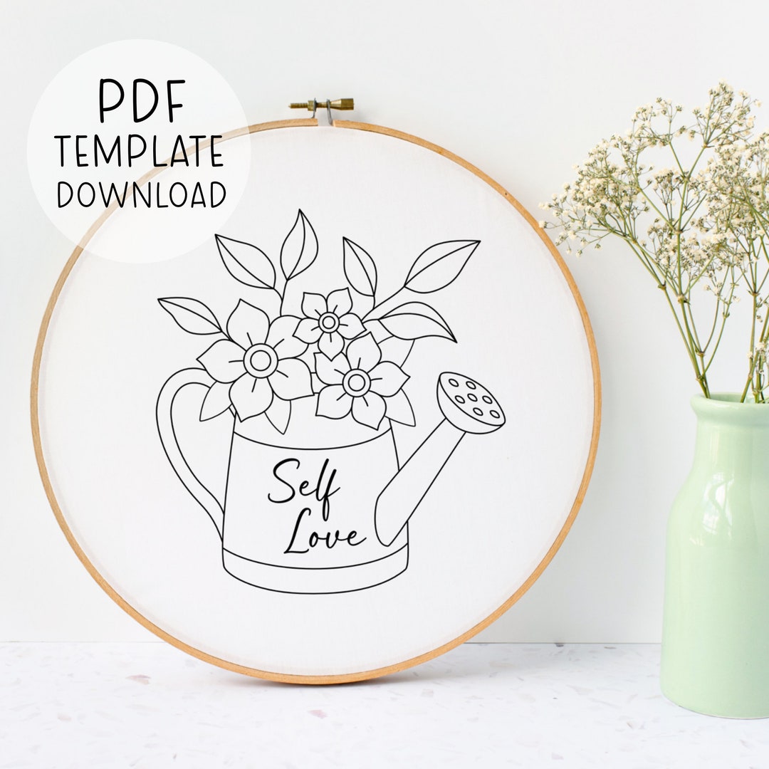 Self Love Embroidery Pattern Template Positive Embroidery Pattern ...