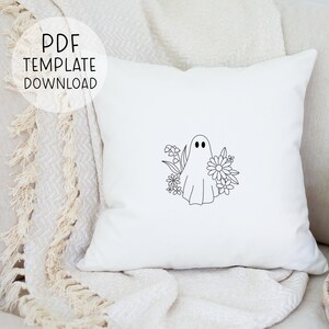 Flowers Ghost Embroidery Pattern Download, Embroidery Halloween Pattern ...