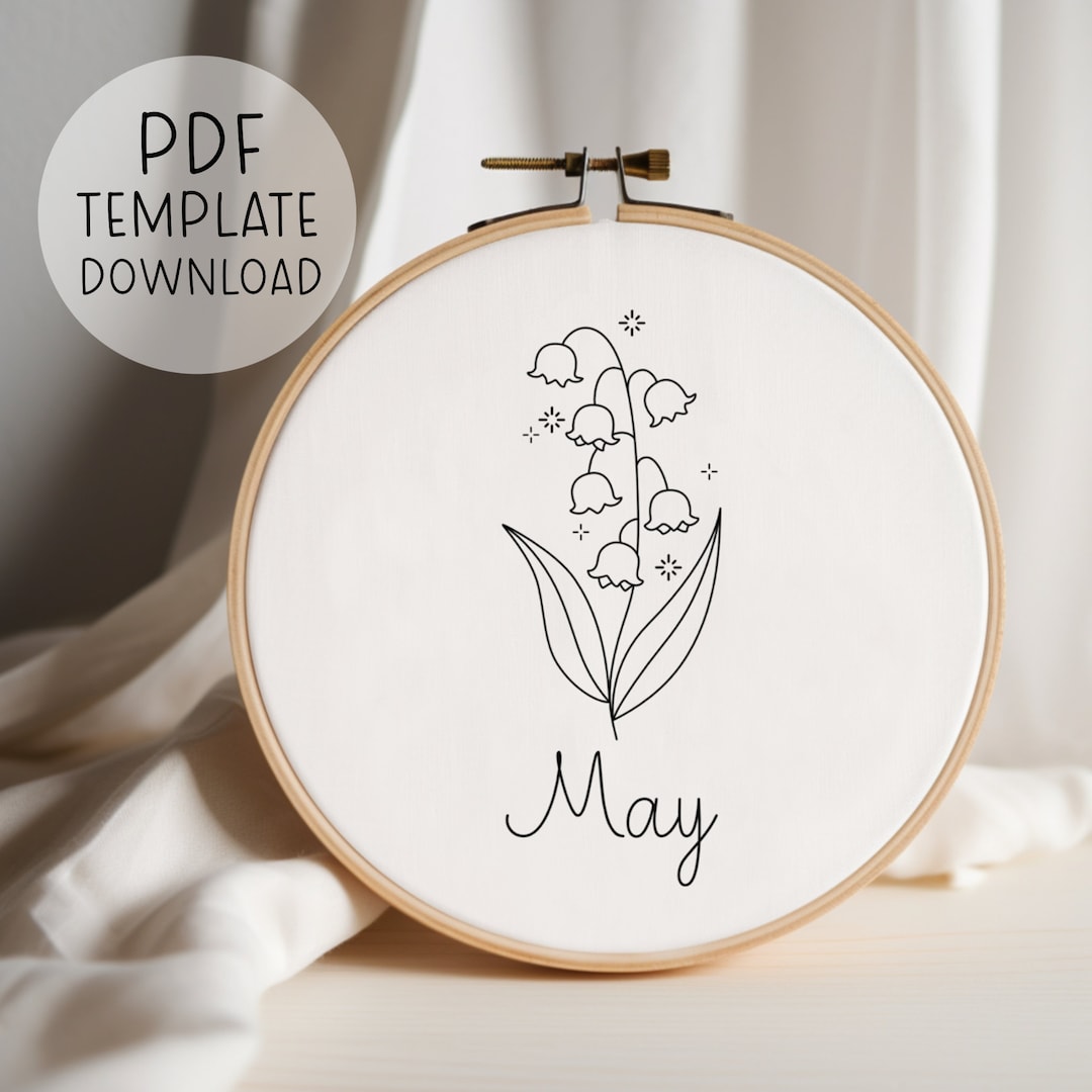 May Birth Month Embroidery Design Download, May Birth Flower Embroidery ...