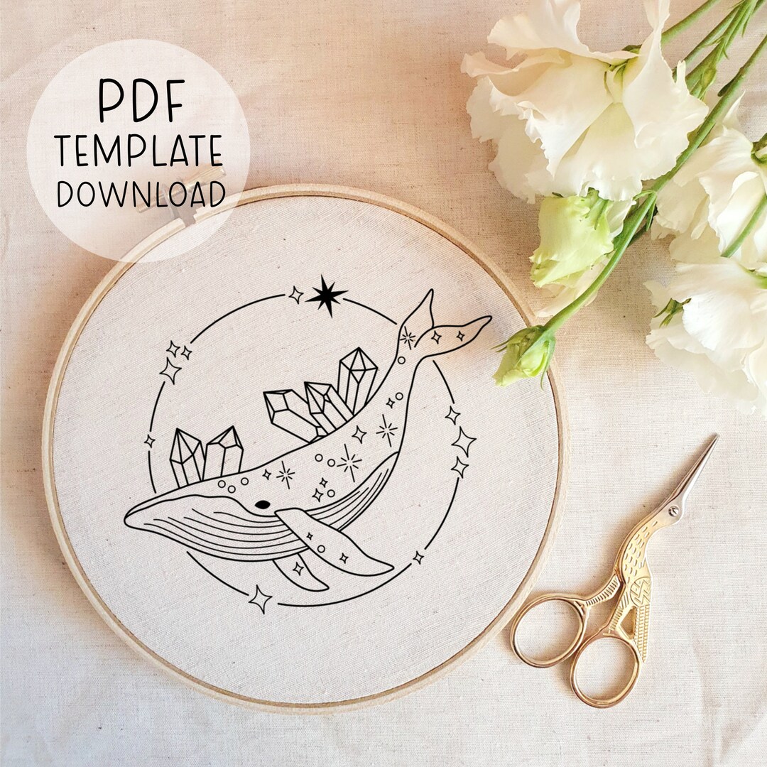 Crystal Whale Embroidery Pattern PDF Hand Embroidery Instant Download ...