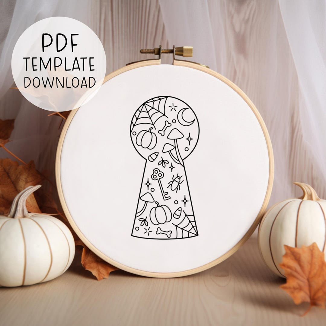 Halloween Keyhole Embroidery Pattern : Hand Drawn Halloween Embroidery ...