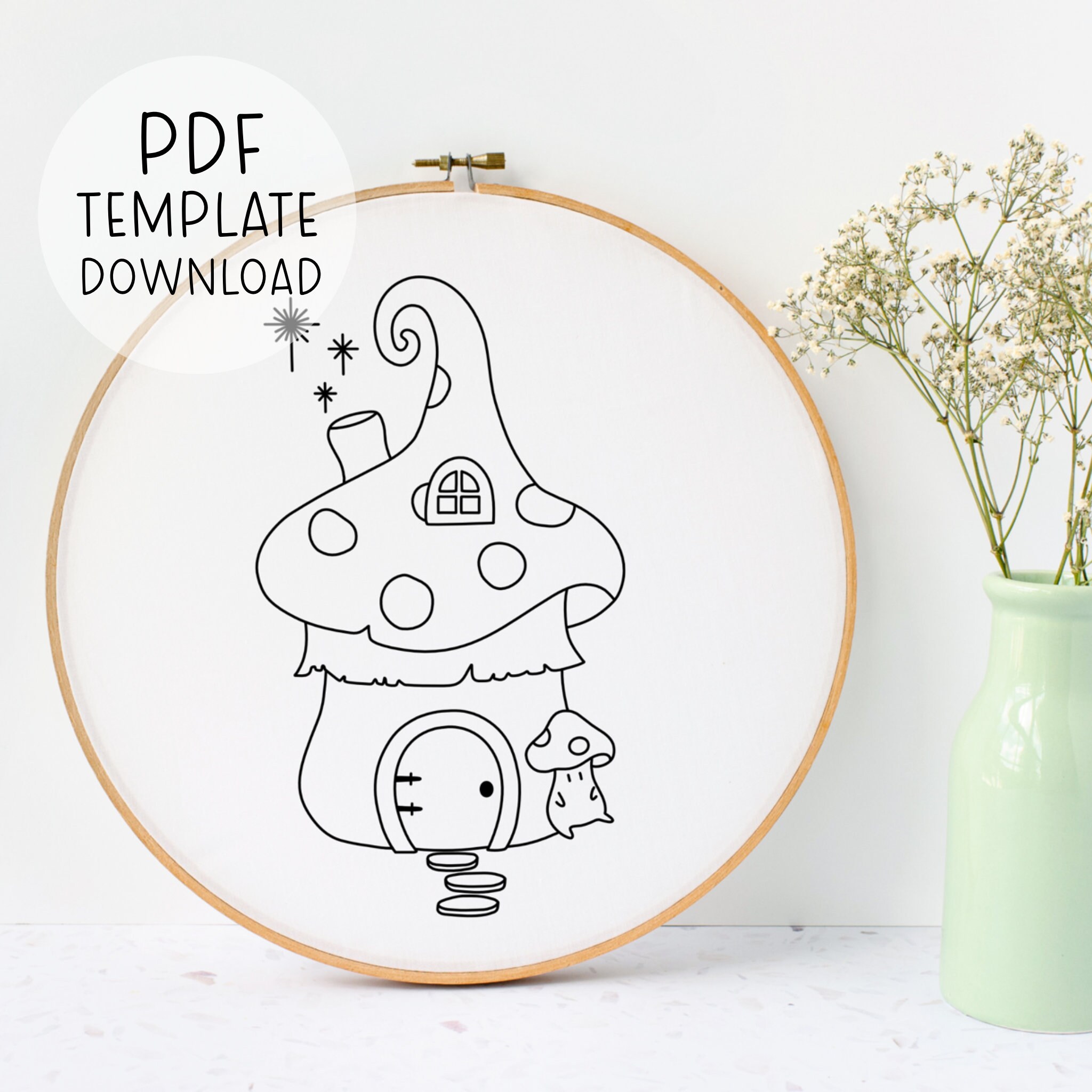 Toadstool House Embroidery Pattern Cottage Embroidery Pattern - Etsy