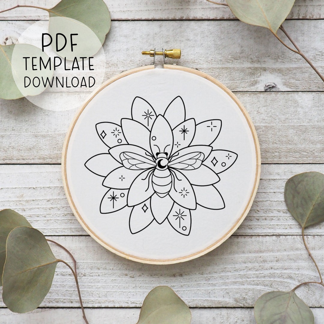 Celestial Bee Embroidery Pattern, Bee Needlepoint Pattern, Bumble Bee ...