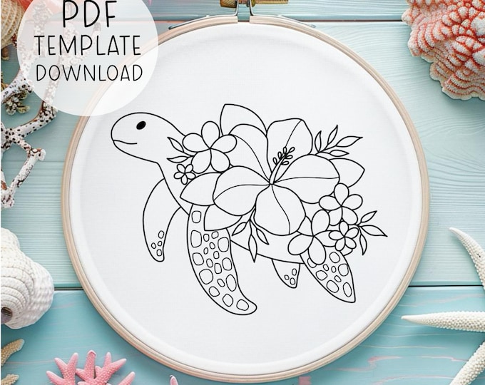 Sea Turtle & Coral Reef Fish Embroidery Pattern PDF for Download ...
