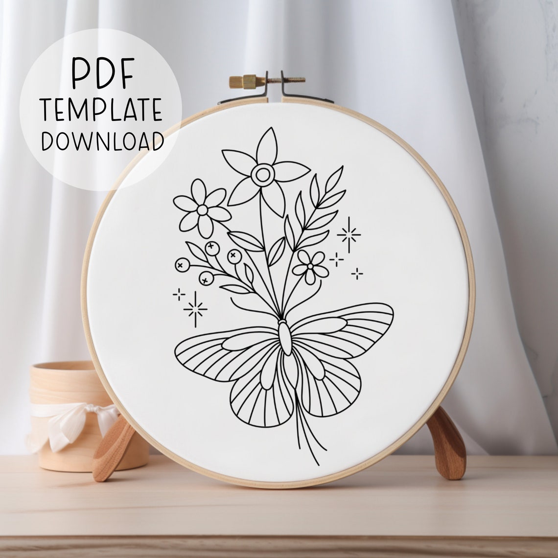 Floral Butterfly Embroidery Pattern Download, Insect Embroidery Hoop ...