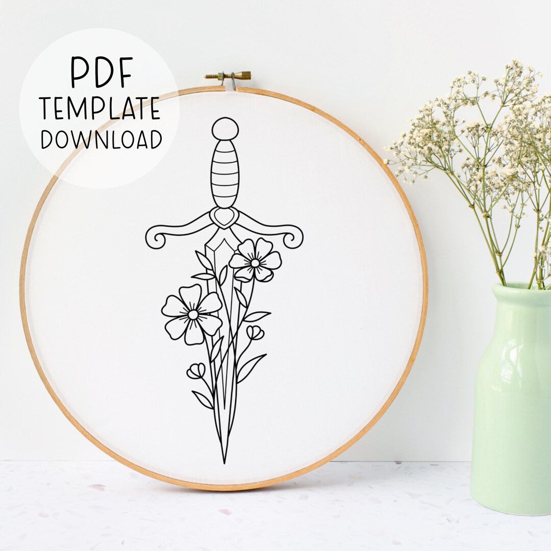 Feminine Dagger Embroidery Pattern, Weapon Embroidery, Daggers Fantasy ...