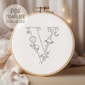A-Z Space Alphabet BUNDLE Embroidery Pattern Templates, 26 Letters ...