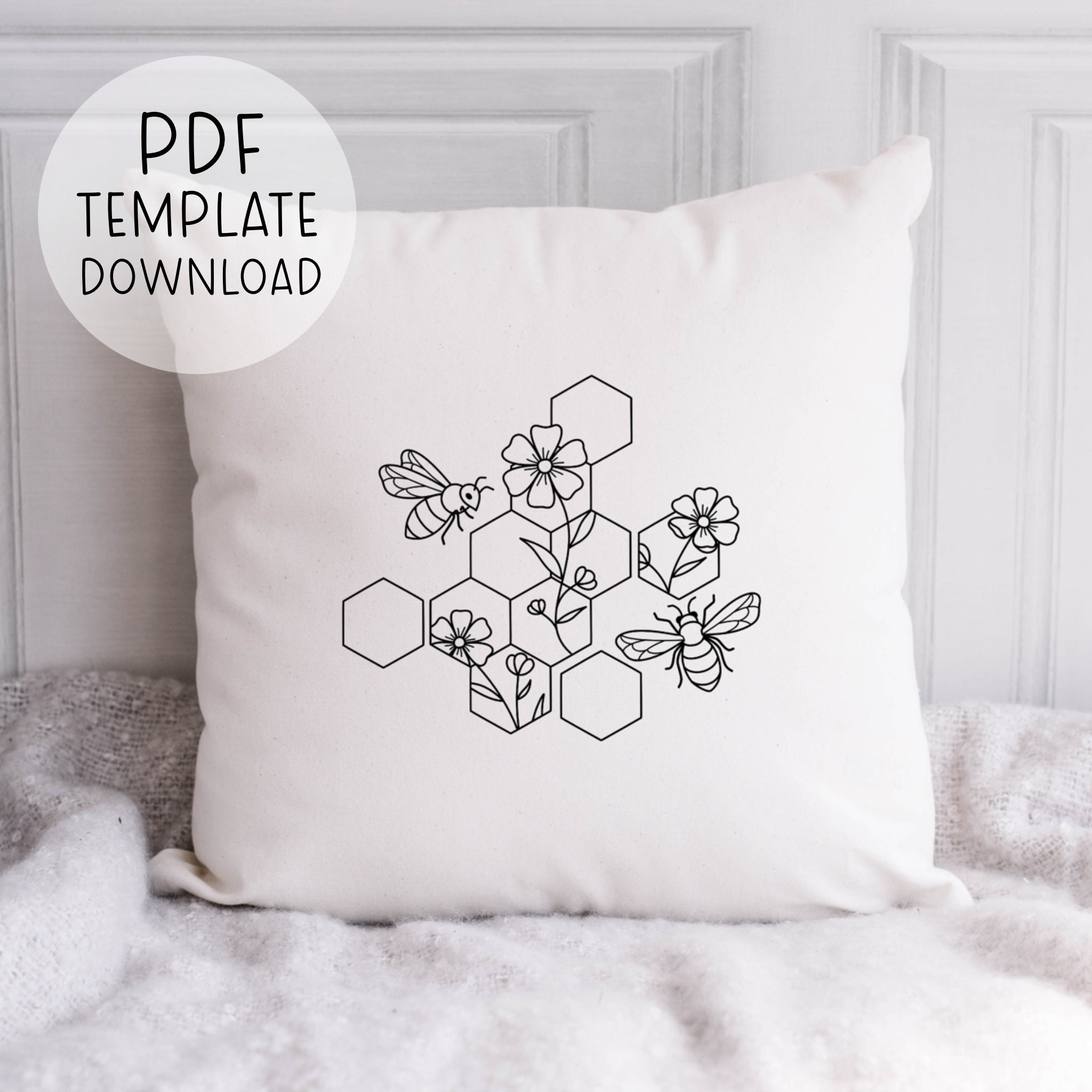 Honeycomb Embroidery Pattern, Bee Needlepoint Pattern, Woodsy ...