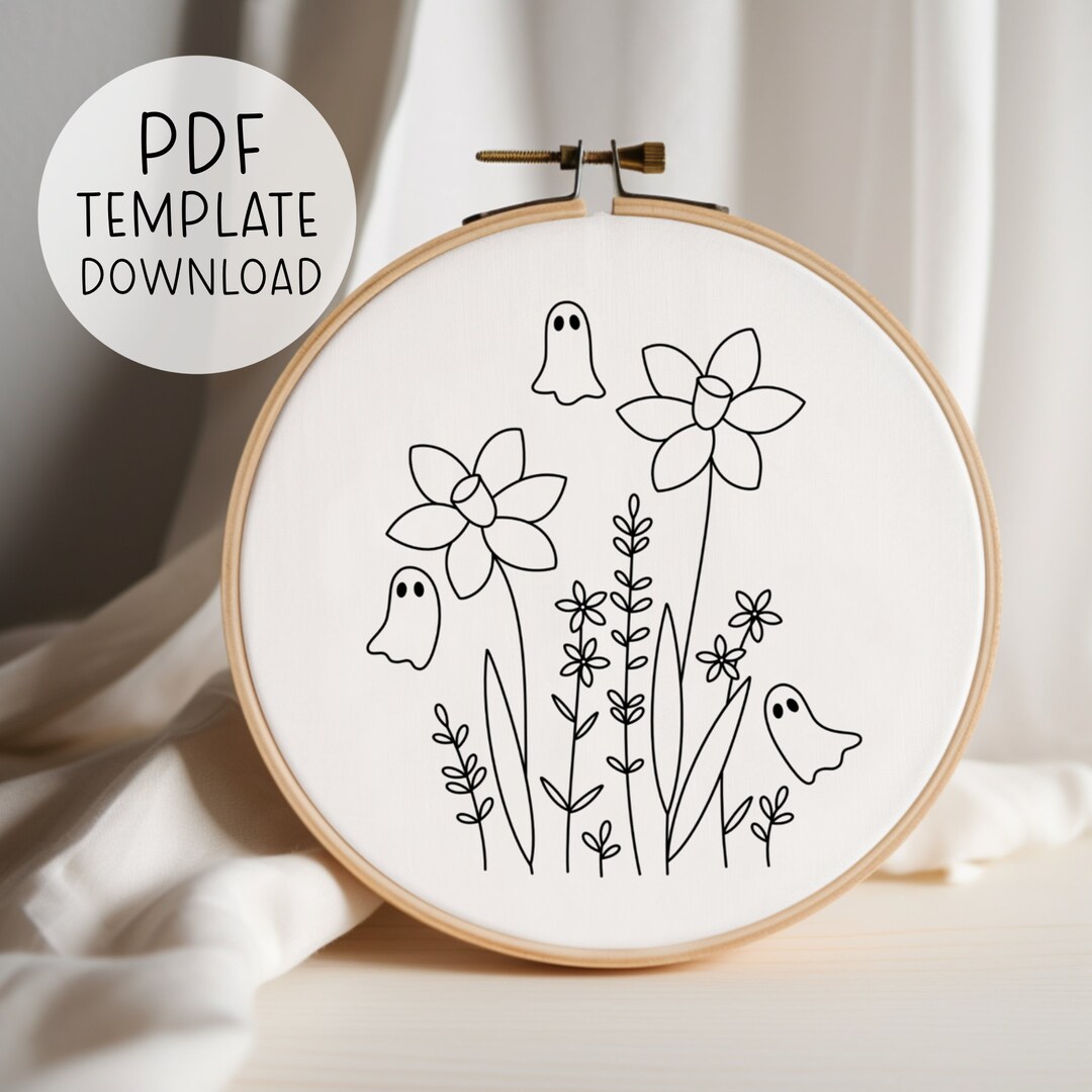 Haunted Plants Embroidery Pattern Digital, Halloween Floral Embroidery ...