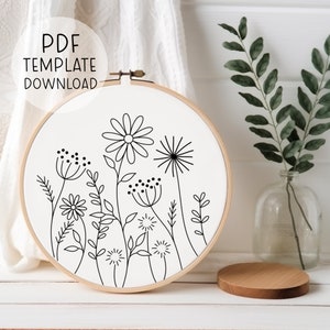 Simple Wildflowers Embroidery Pattern Instant Download, Beginner ...