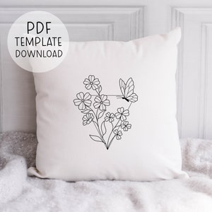 Butterfly and Flowers Embroidery Pattern, Butterfly Needlepoint Pattern ...