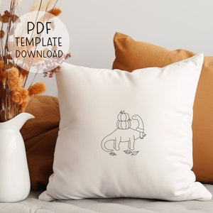Fall Dinosaur Embroidery Pattern Download, Autumn Embroidery Halloween ...