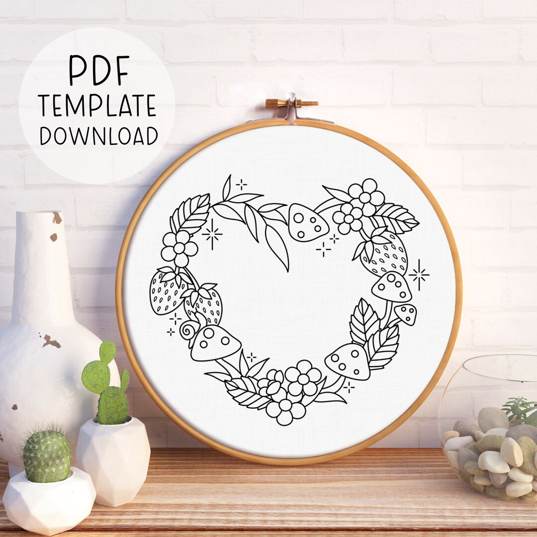Cottagecore Embroidery Pattern Download, Mushrooms Embroidery ...