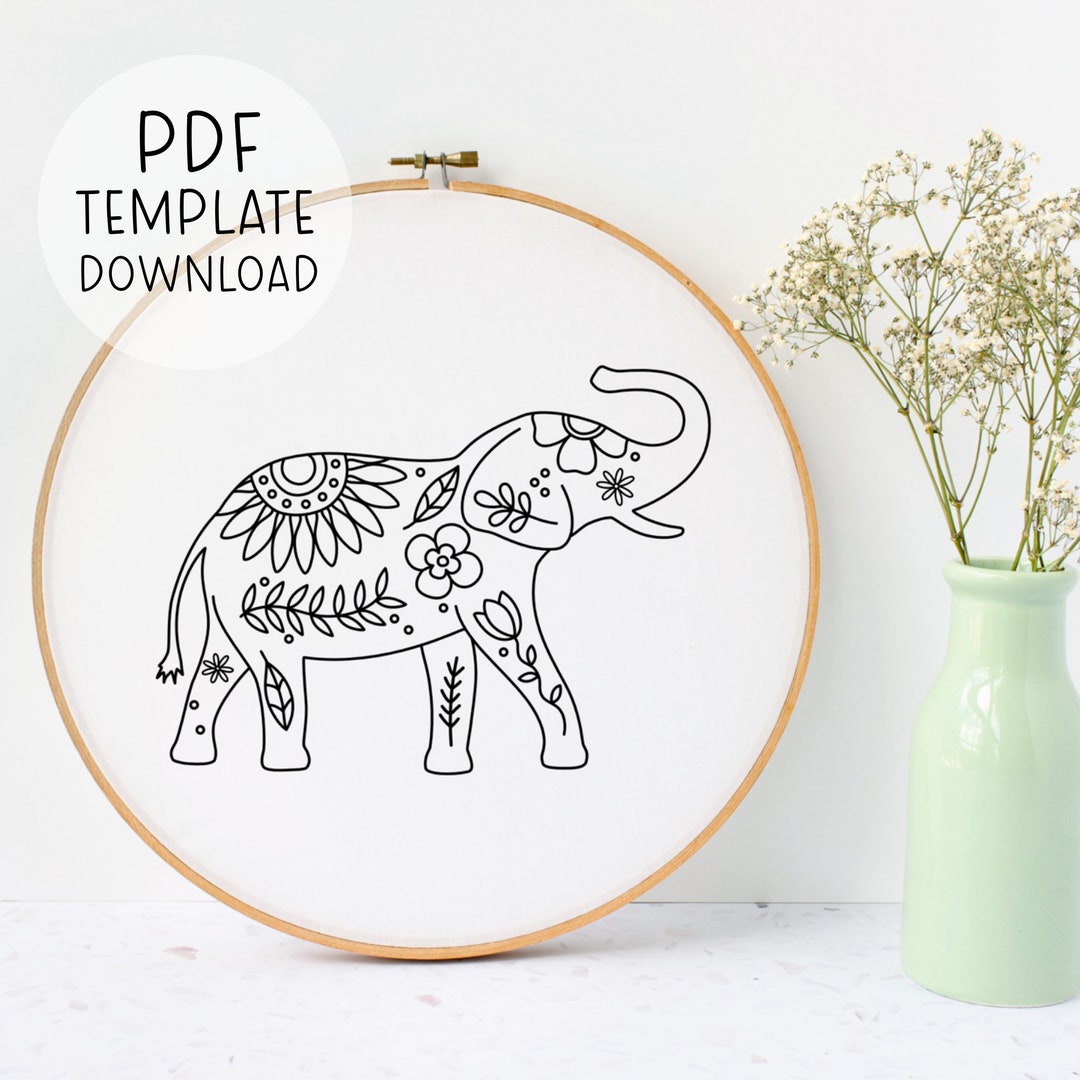 Elephant Embroidery Pattern Download, Elephant Needlepoint Pattern ...