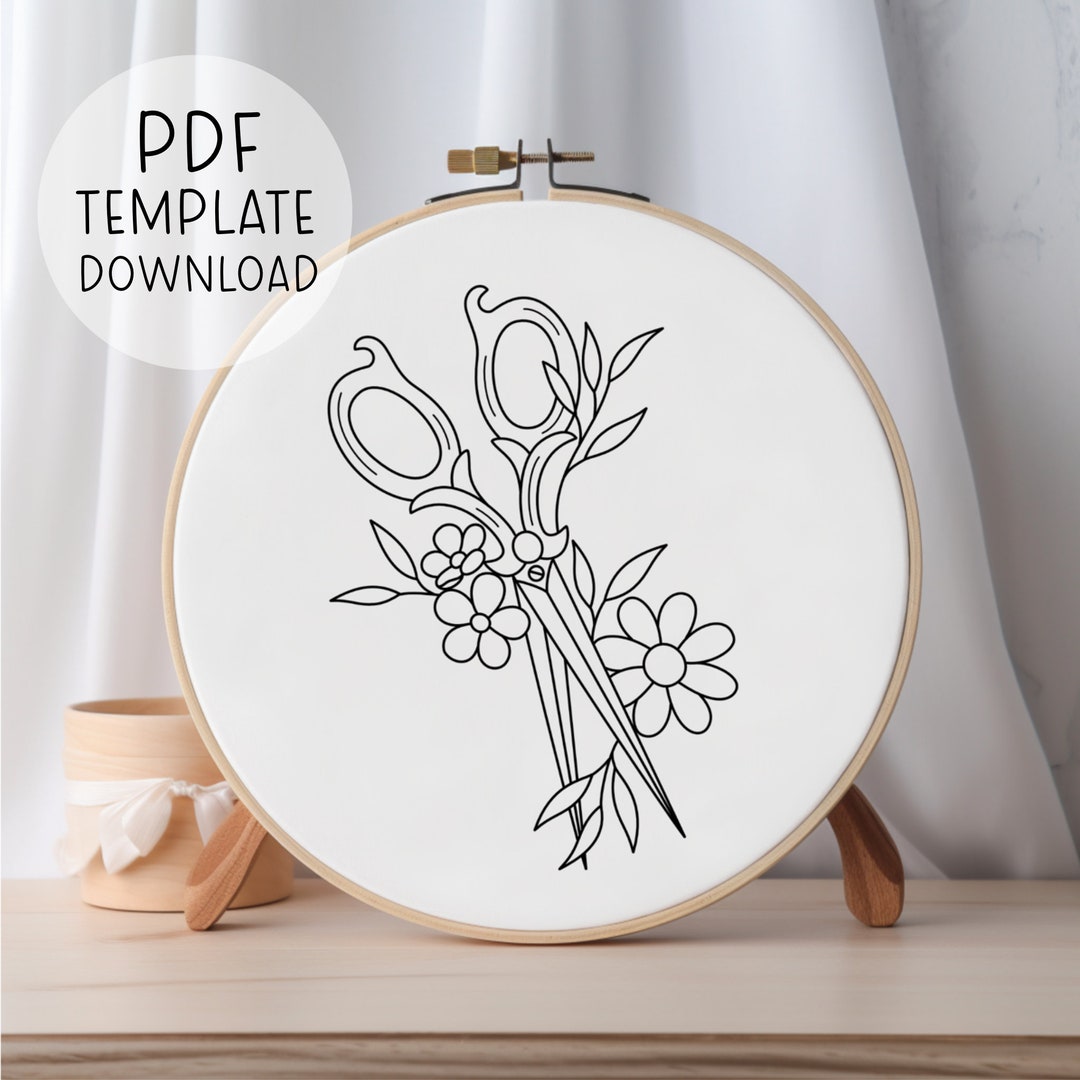 Sewing Scissors Embroidery PDF Pattern, Sewing Lover Embroidery Design ...