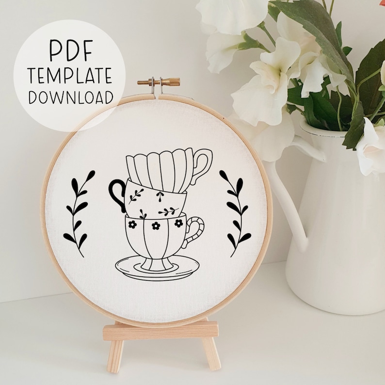 Tea Lover Embroidery Pattern Instant Download Tea Embroidery Hoop ...