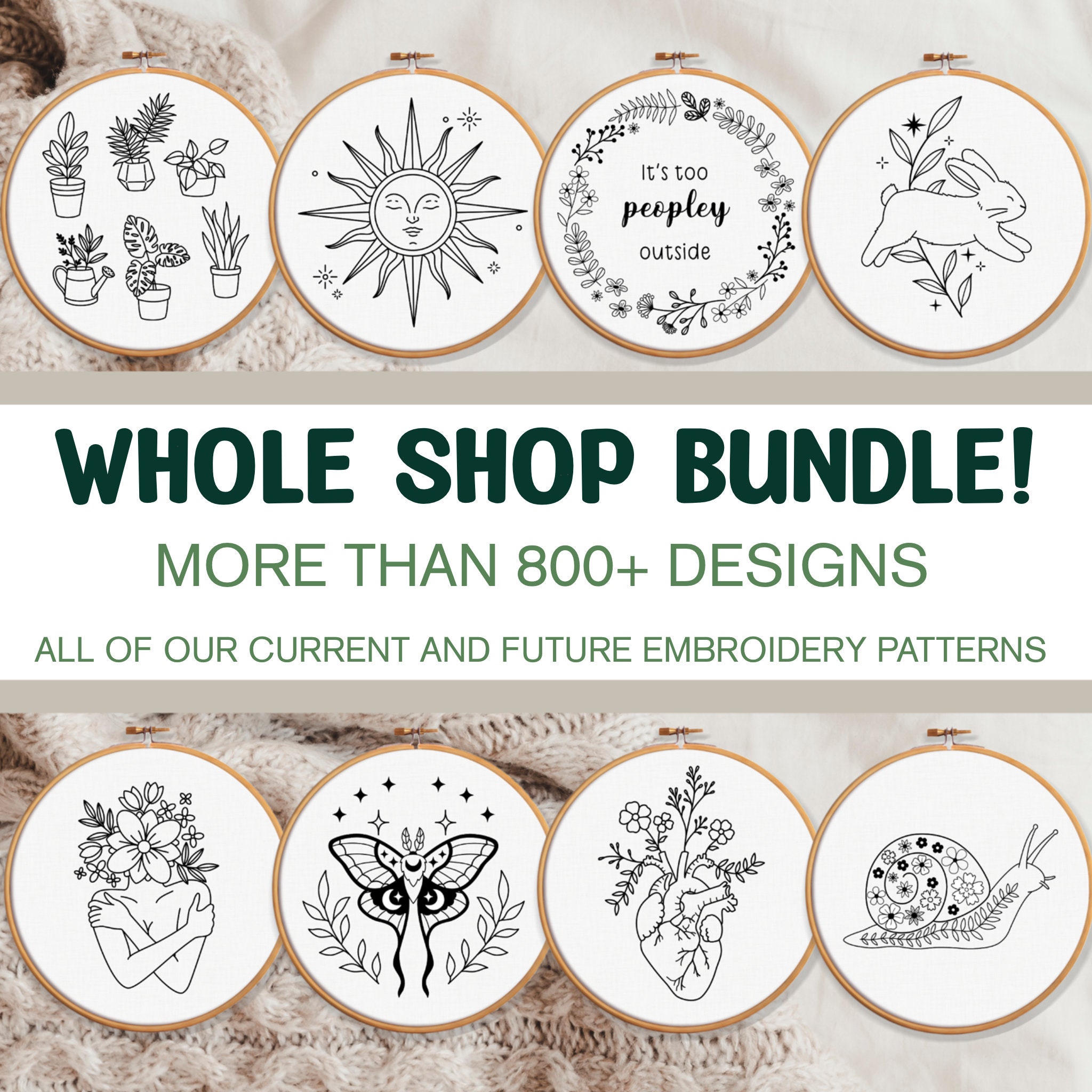 WHOLE SHOP BUNDLE! Made by A Human, 900+ Hand Embroidery Patterns ...