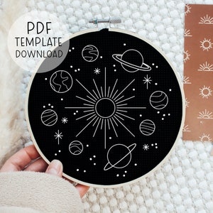 Solar System Embroidery Pattern, Universe Embroidery, Planets ...