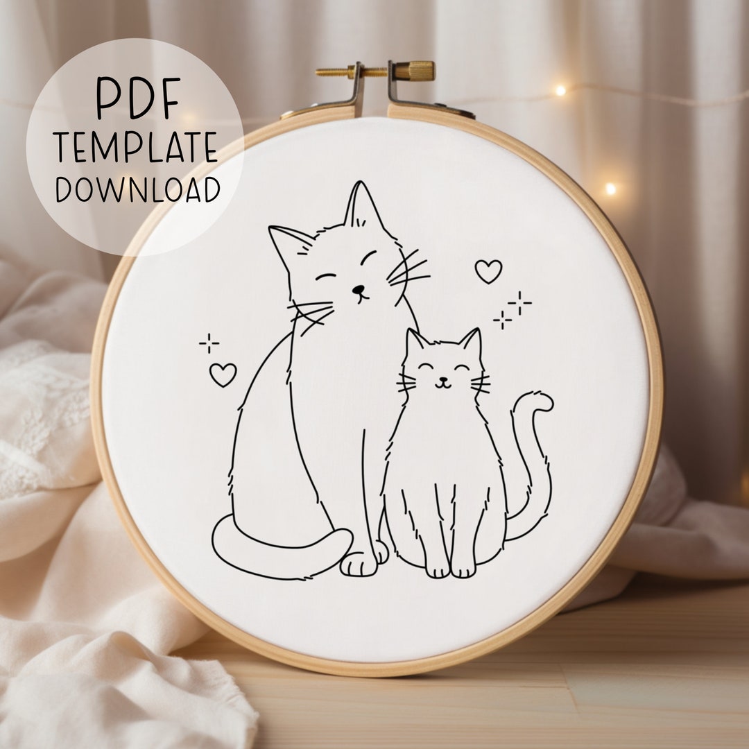 Cute Mom Embroidery Pattern Template, Mum Embroidery Hoop Pattern ...