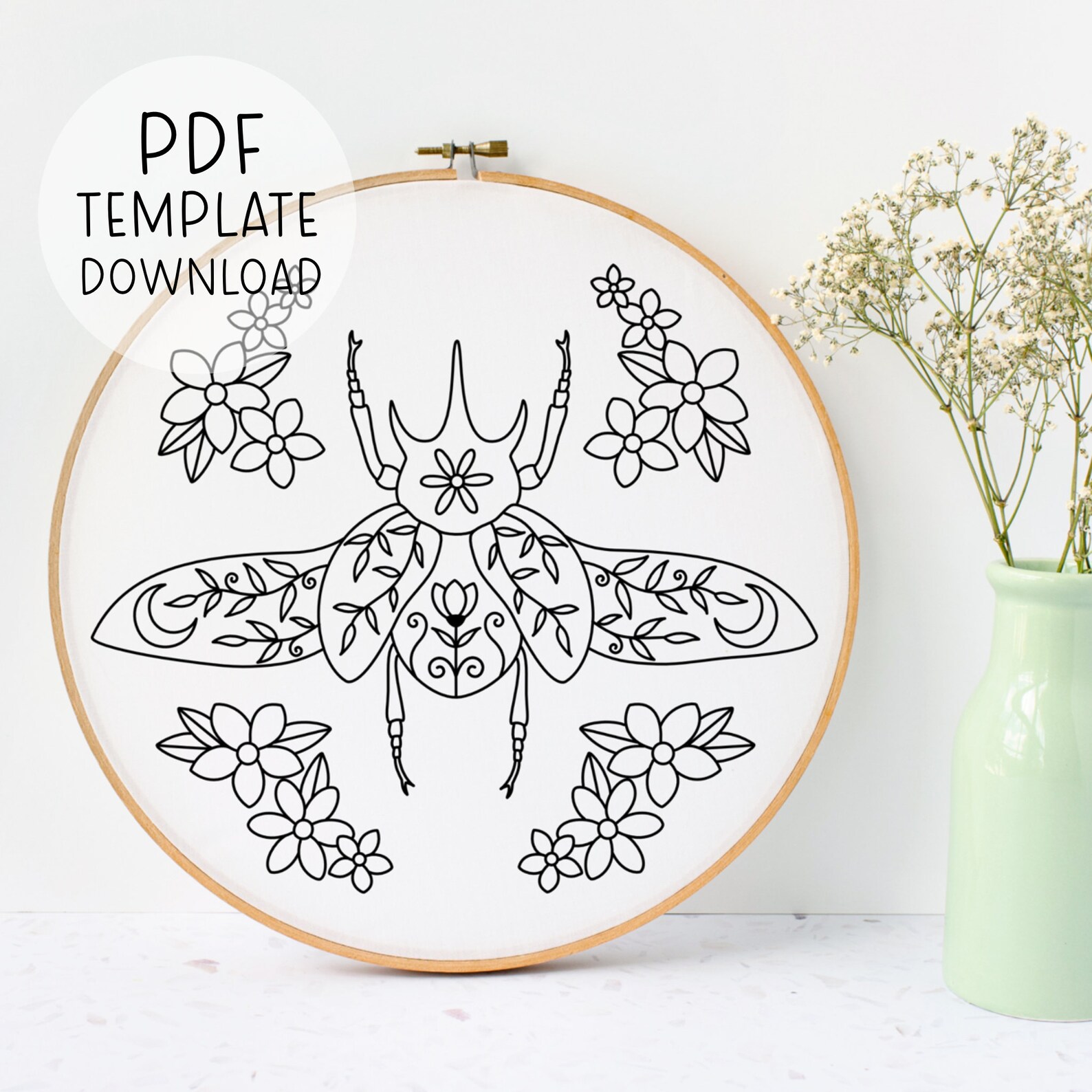 Floral Insects Embroidery Pattern BUNDLE, Butterfly Design, Bee ...