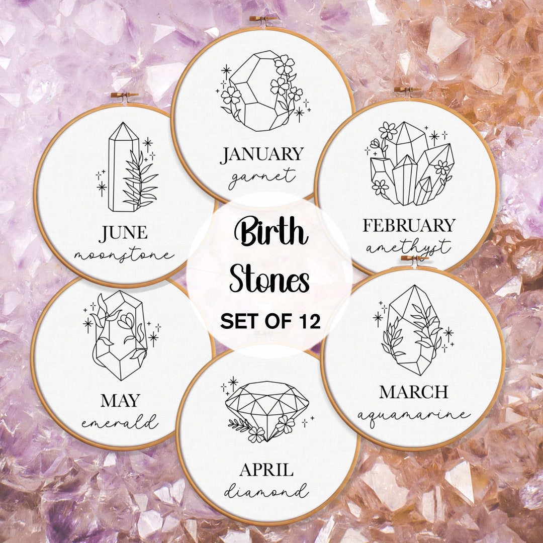 Birthstone Embroidery Pattern BUNDLE, Beginner Hand Embroidery Patterns ...
