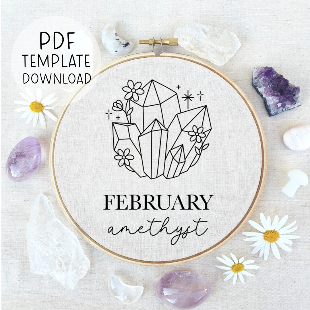 February Birth Stone Embroidery Pattern February Embroidery - Etsy