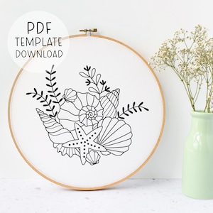 Sea Shells Embroidery Pattern Download, Seashells Needlepoint Pattern ...