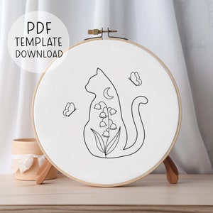 Simple Cats Embroidery BUNDLE Templates, Beginner Cat Embroidery ...