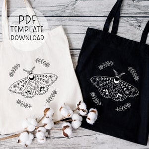 Moth Embroidery Pattern Download, Insect Embroidery Design, Aesthetic ...