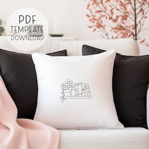 Book Shelf Embroidery Pattern Download, Book Shelves Art, Book Lover ...