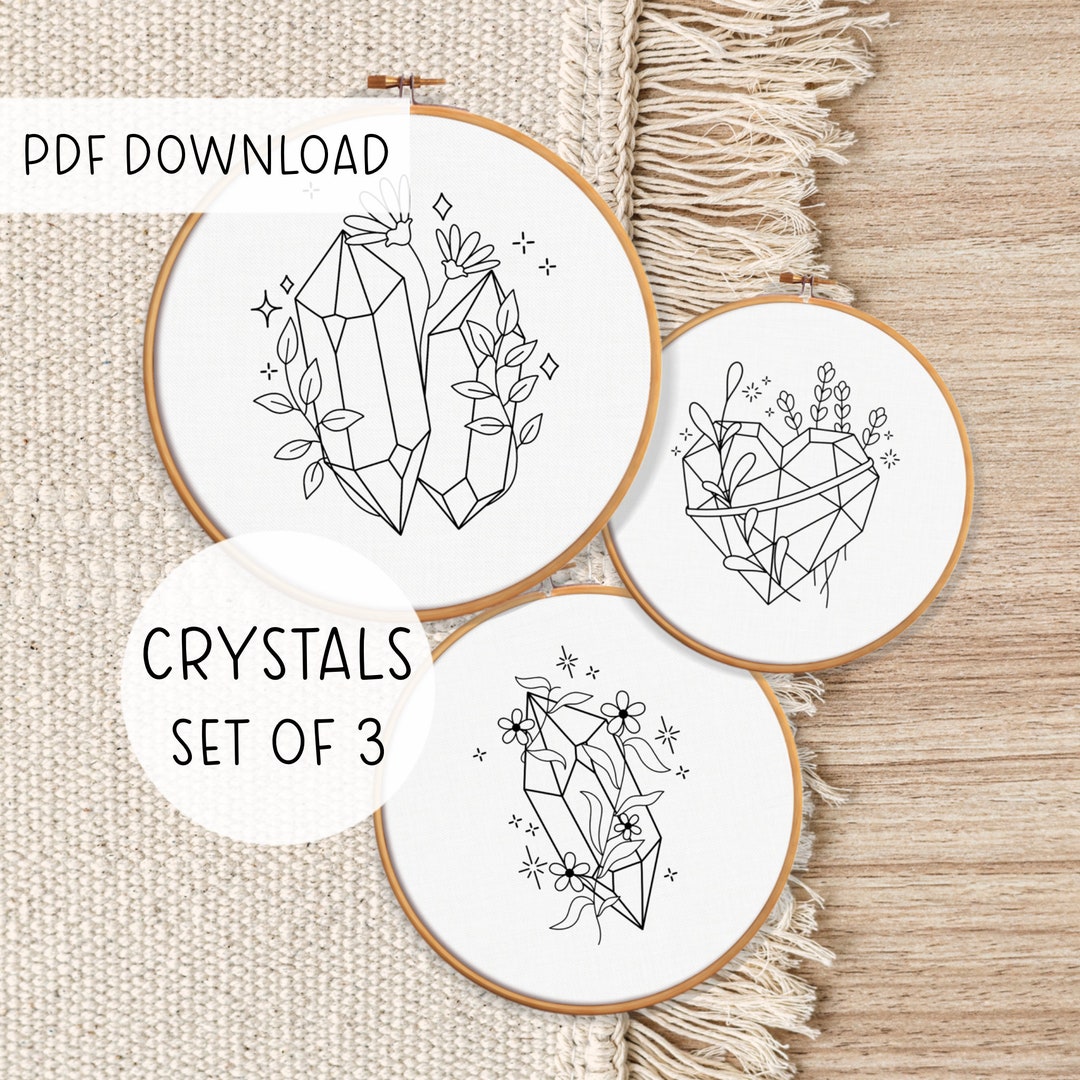 Crystal Embroidery Pattern Bundle of 3 Beginner Hand Embroidery ...