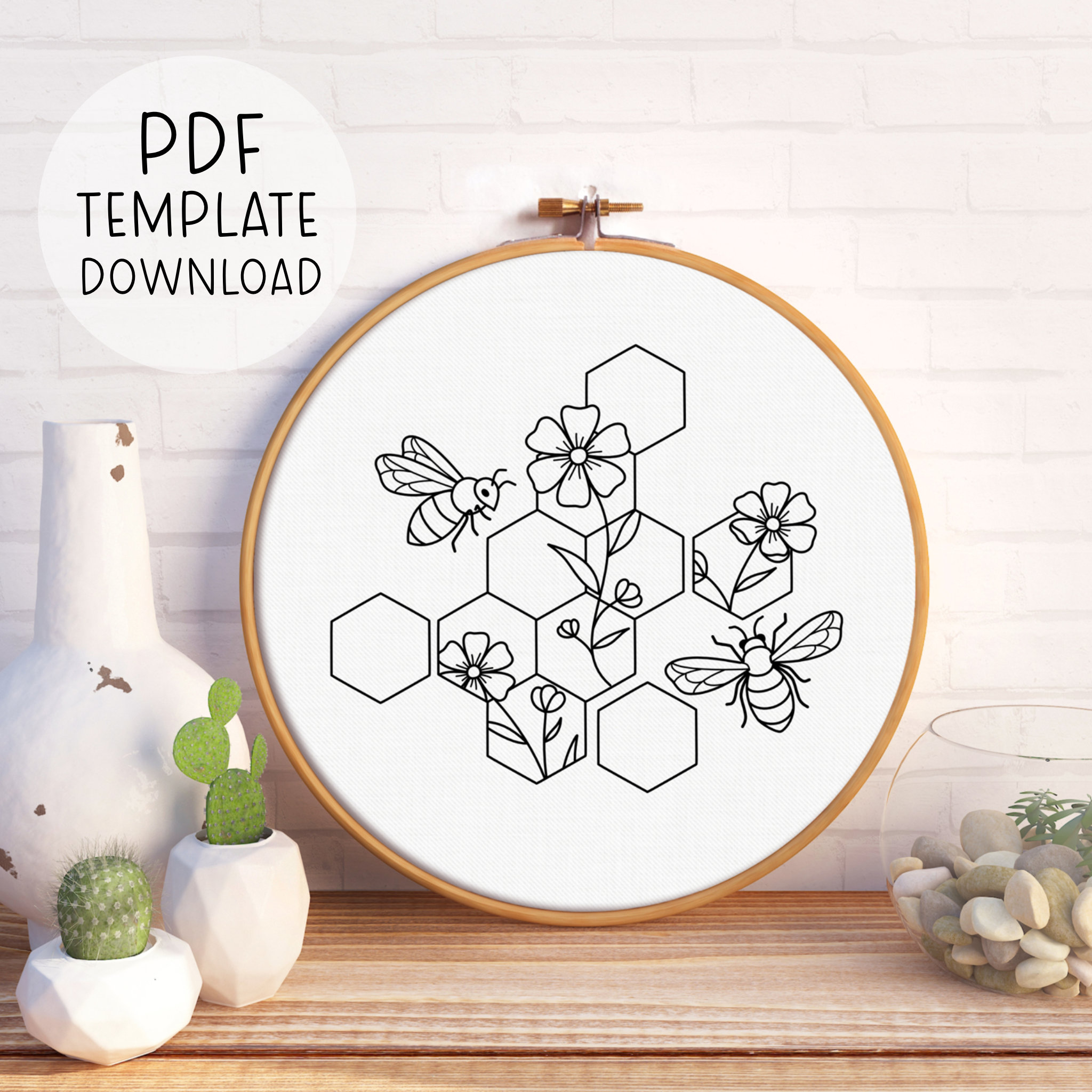 Honeycomb Embroidery Pattern, Bee Needlepoint Pattern, Woodsy ...