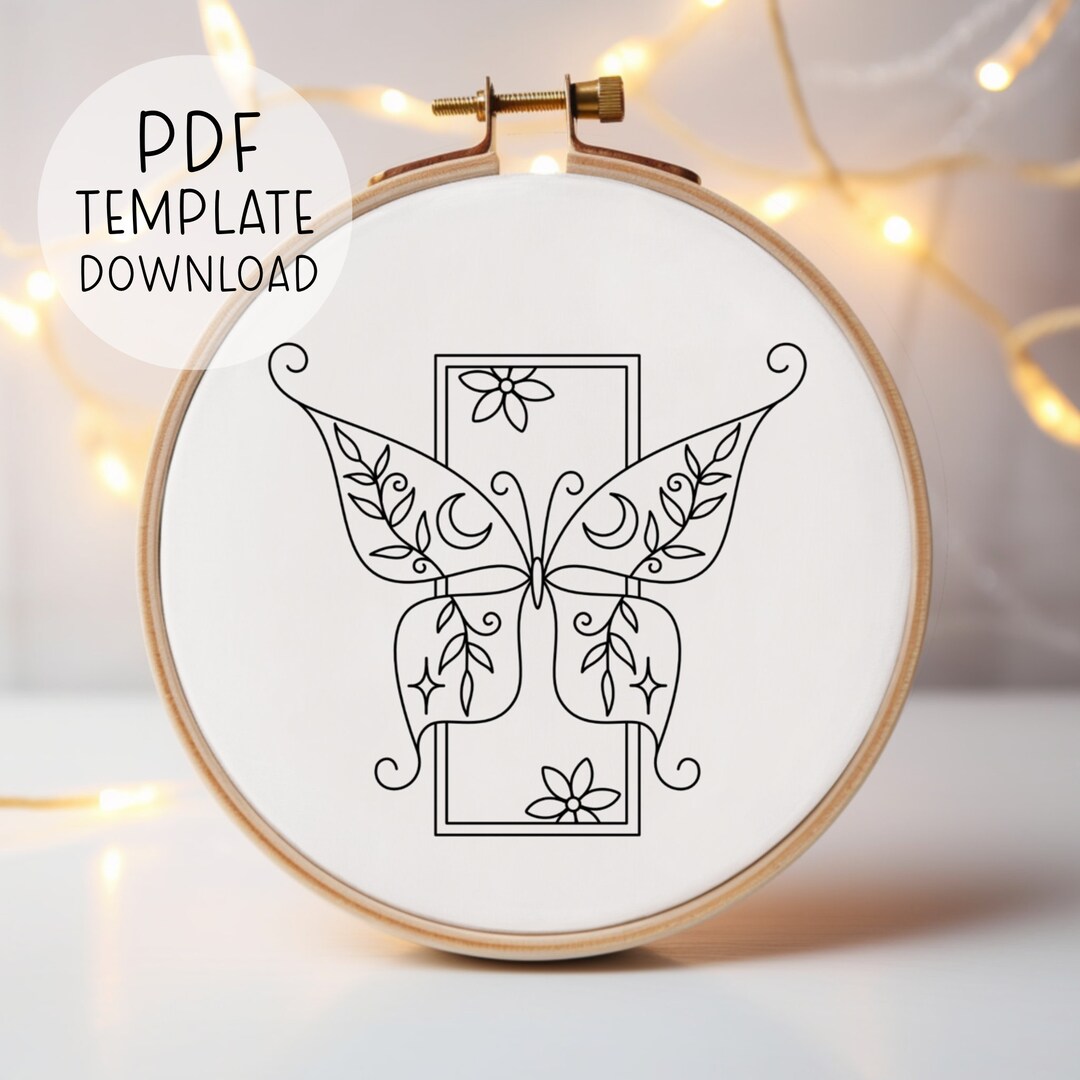 Fancy Butterfly Embroidery Pattern Download, Modern Hand Embroidery ...