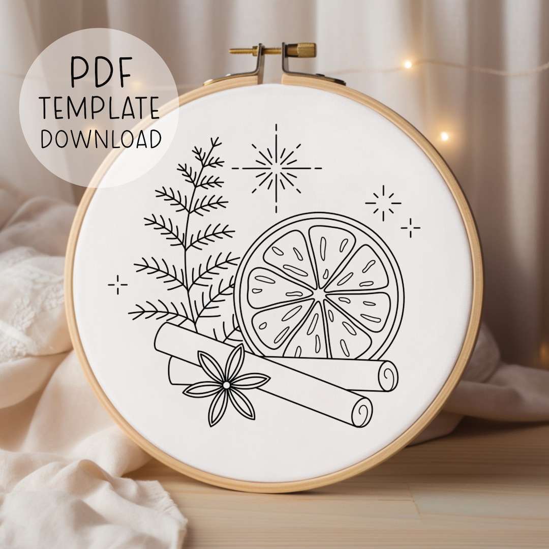 Orange and Cinnamon Embroidery Pattern, Christmas Decorations ...