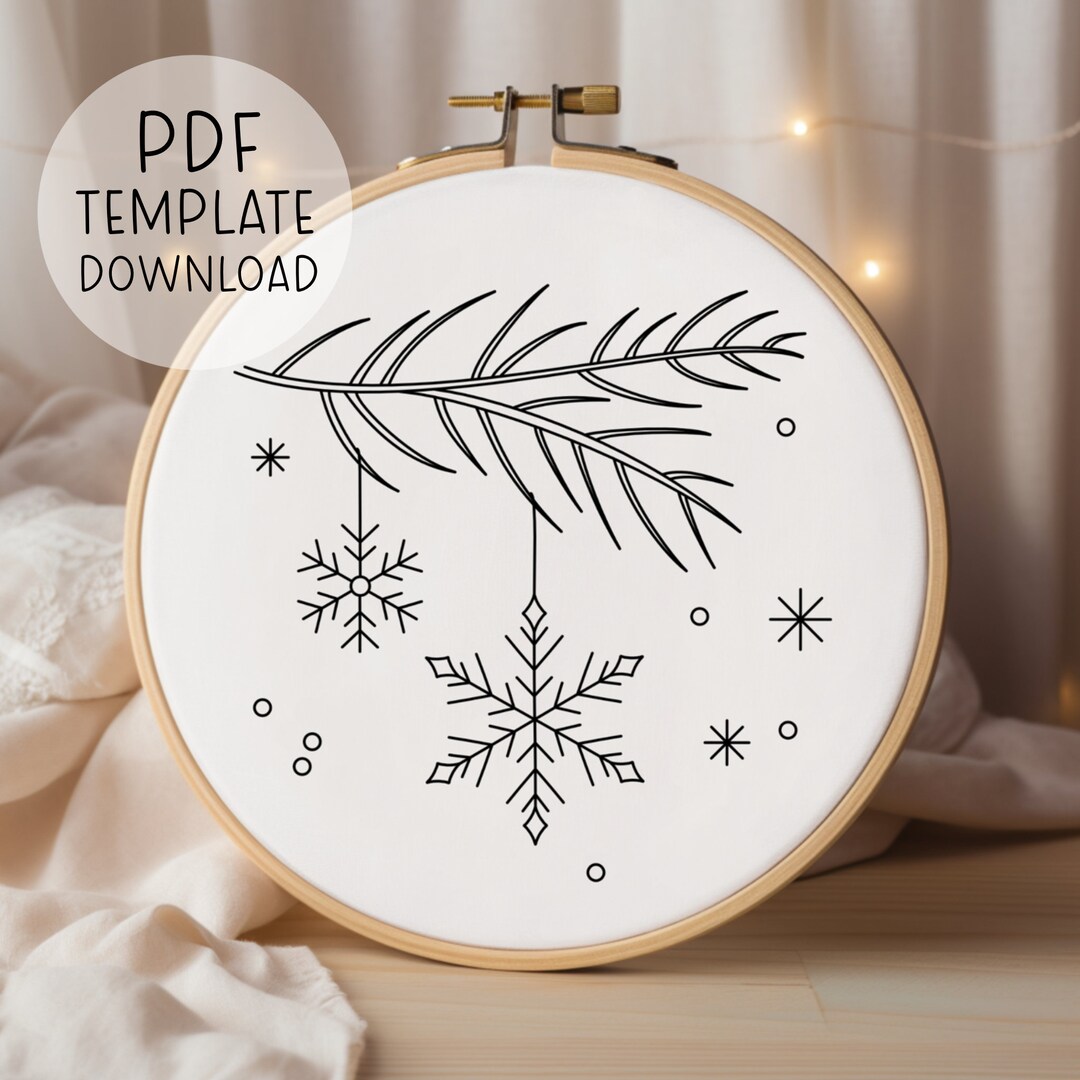 Christmas Tree Snowflakes Embroidery Pattern, Festive Embroidery ...